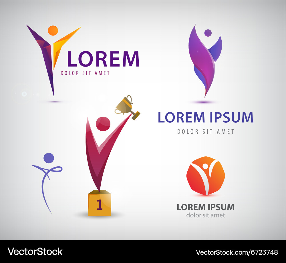 Set man human leadership logos icons Royalty Free Vector