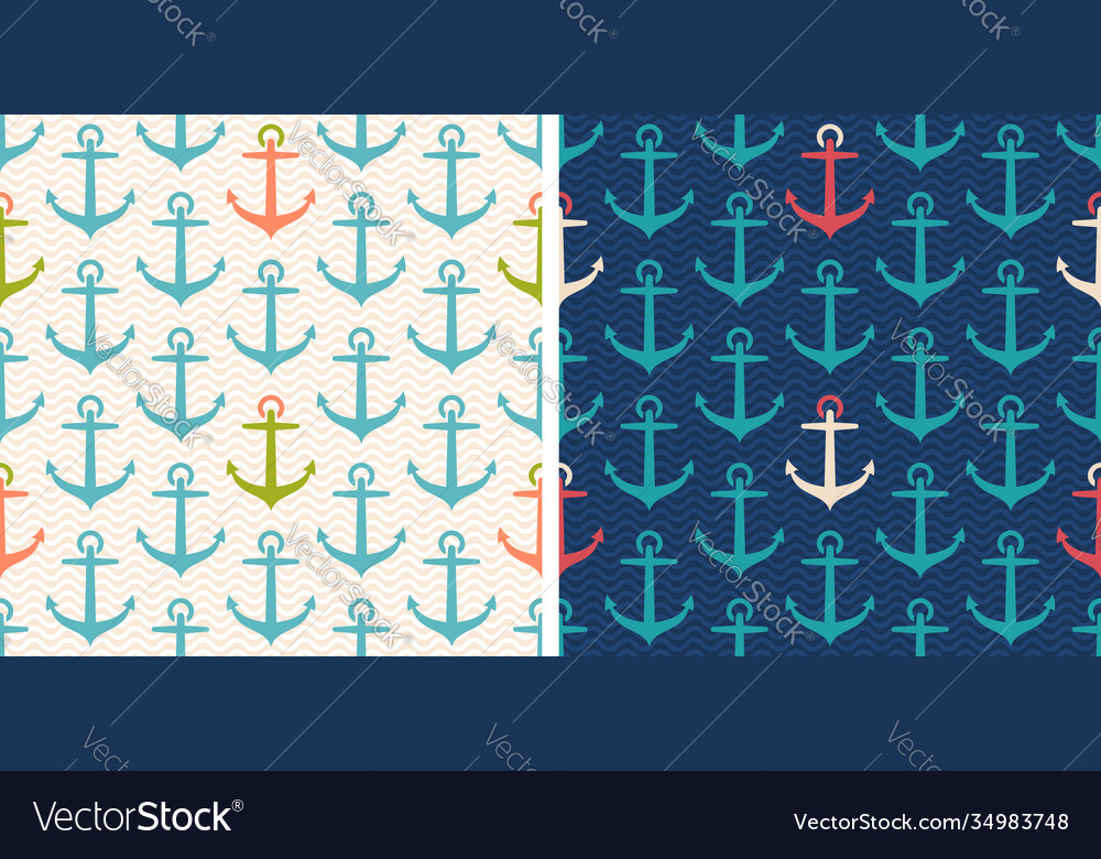 Set patterns with anchor Royalty Free Vector Image