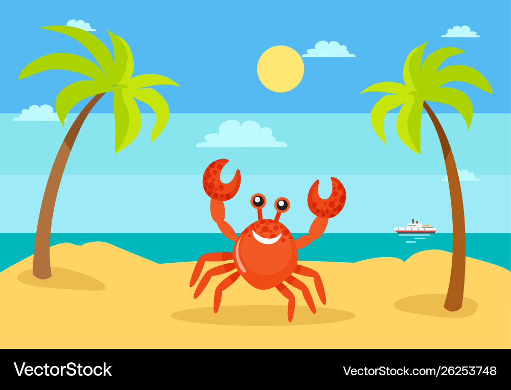 Summer holiday vacation summertime crab coast Vector Image