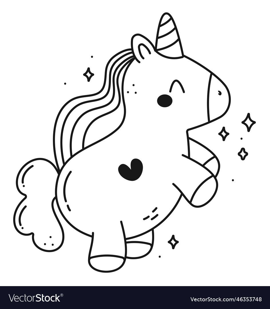 Unicorn doodle design Royalty Free Vector Image