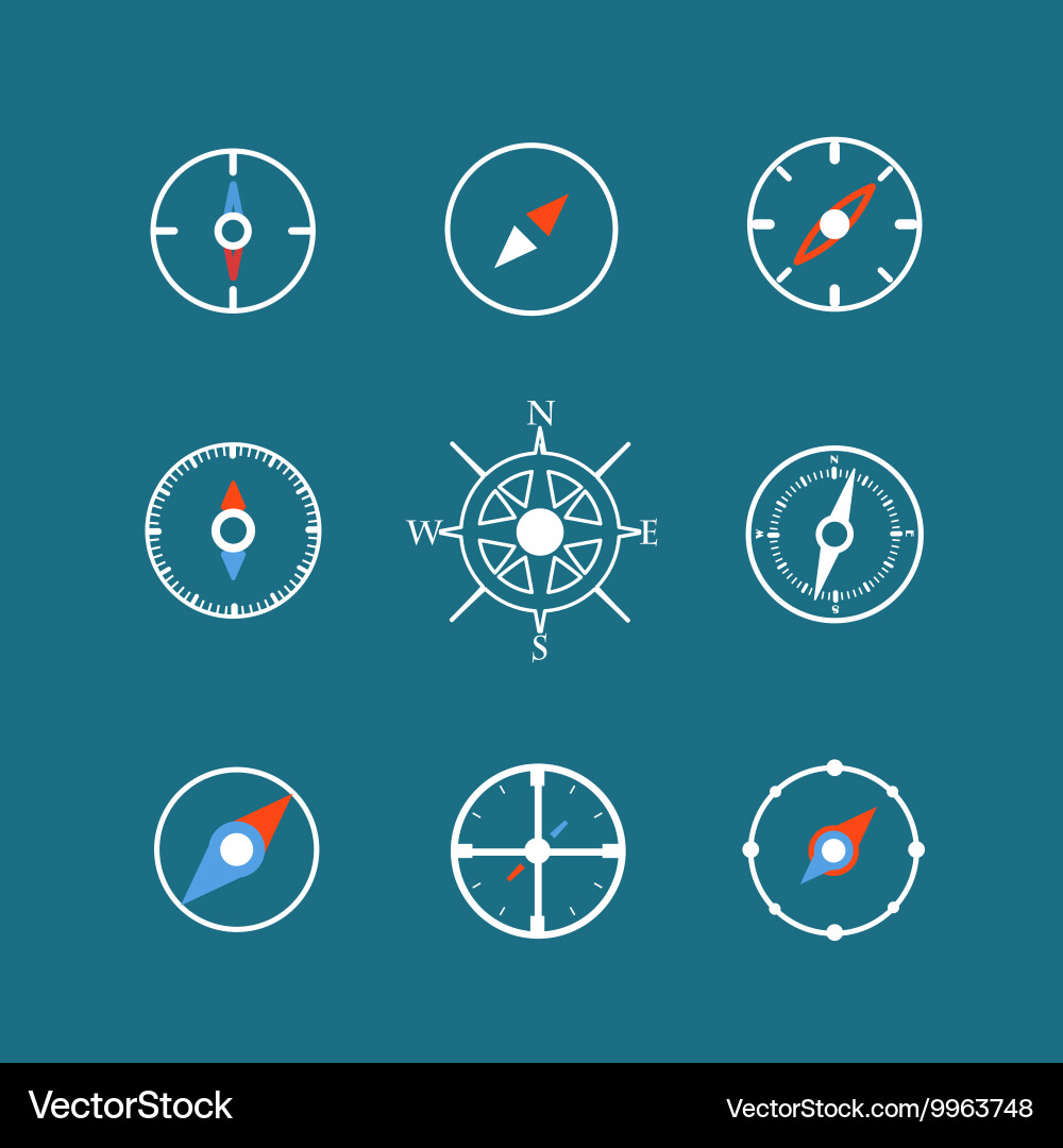 White travel icons clip-art design elements Vector Image