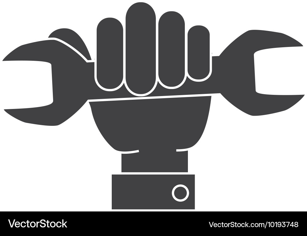 Wrench tool repair hand icon graphic Royalty Free Vector