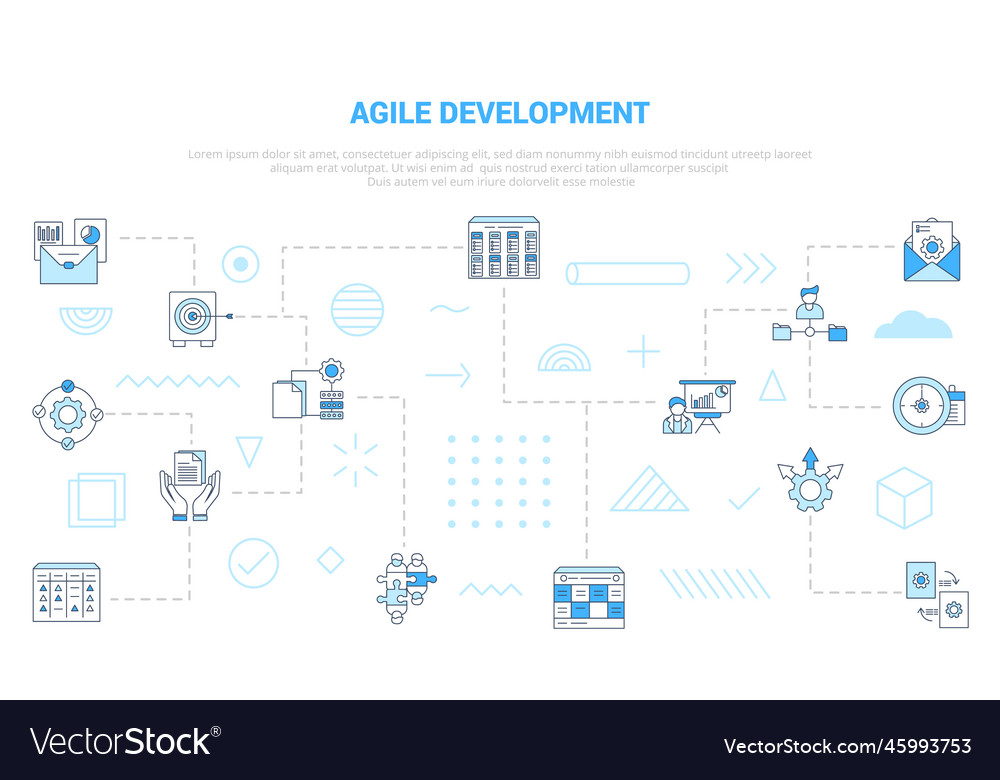Agile development concept with icon set template Vector Image Agile development concept with icon set template Vector Image