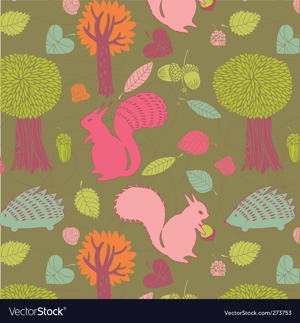 Autumn forest seamless pattern Royalty Free Vector Image