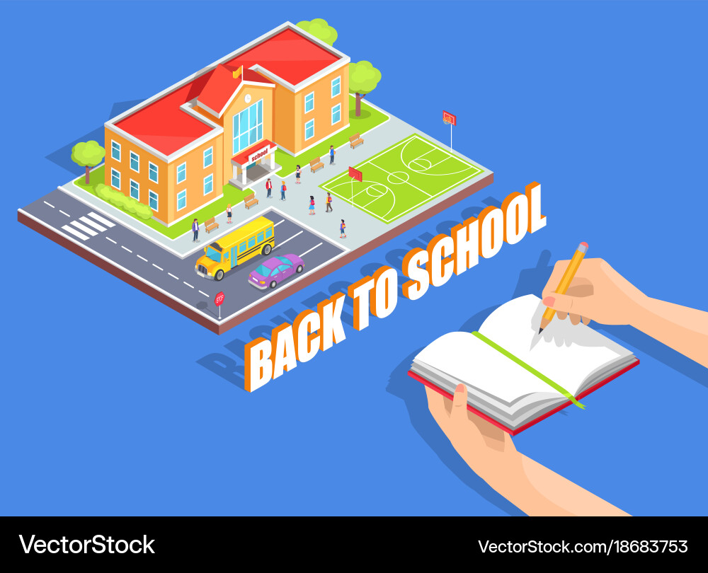 Back to school on blue background Royalty Free Vector Image