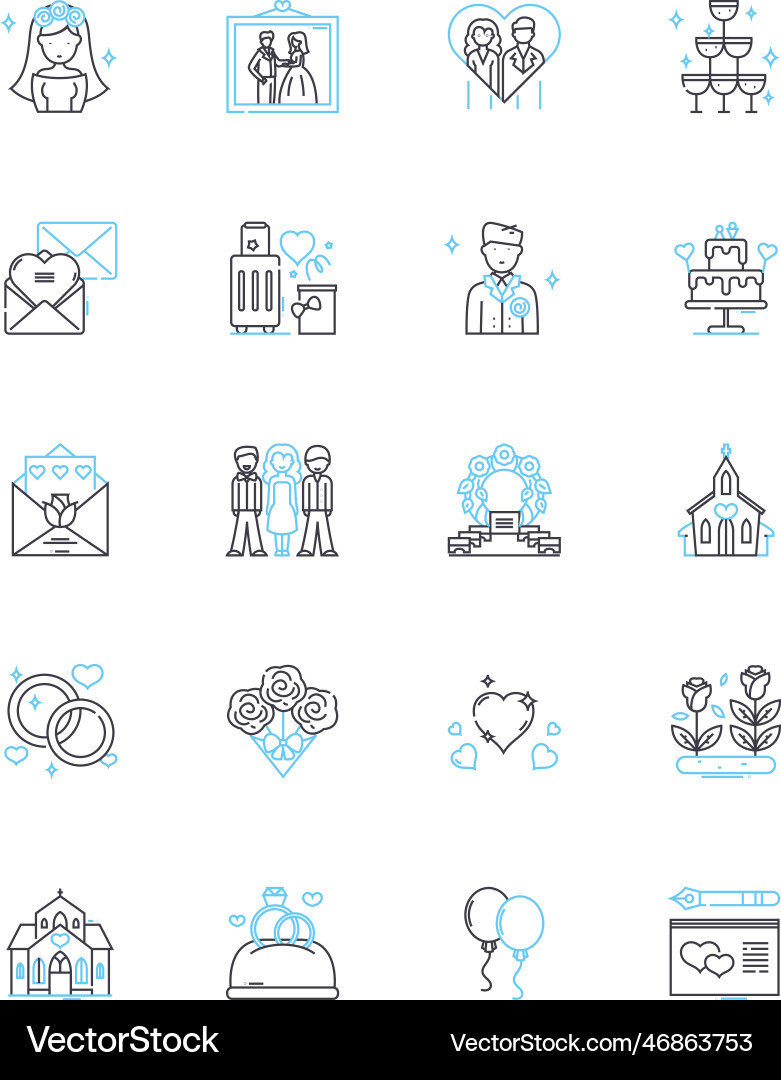 Ceremony linear icons set ritual celebration Vector Image