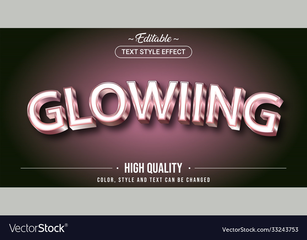 Editable text style effect - glowing theme Vector Image