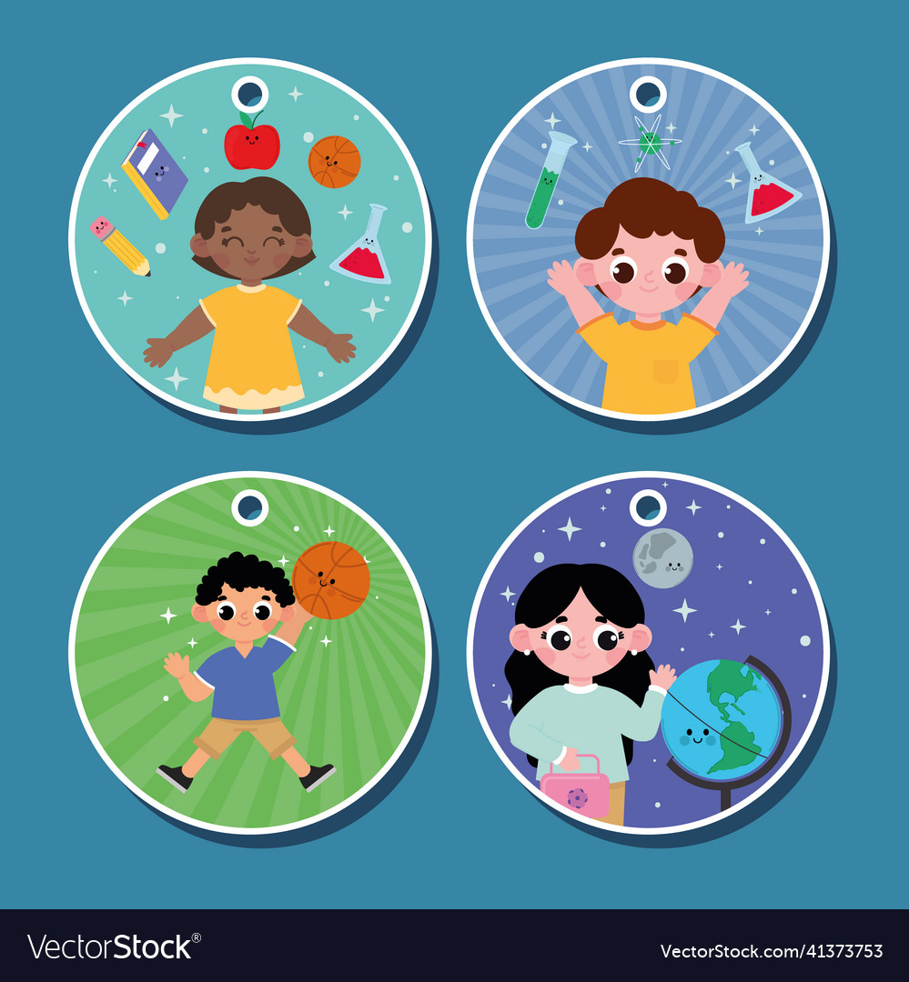 Frames with students Royalty Free Vector Image