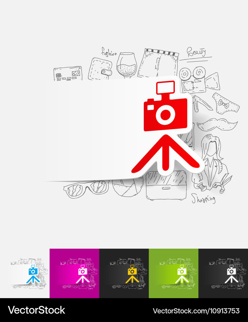 Photo paper sticker with hand drawn elements Vector Image