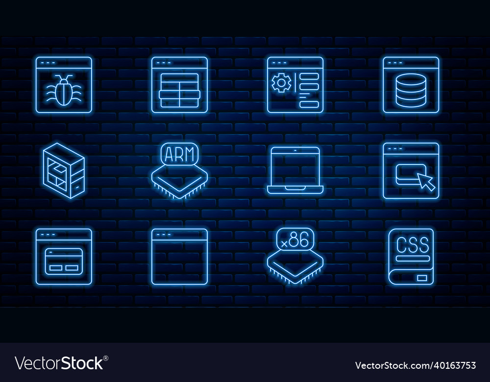 Set Line Books About Programming Browser Files Vector Image 