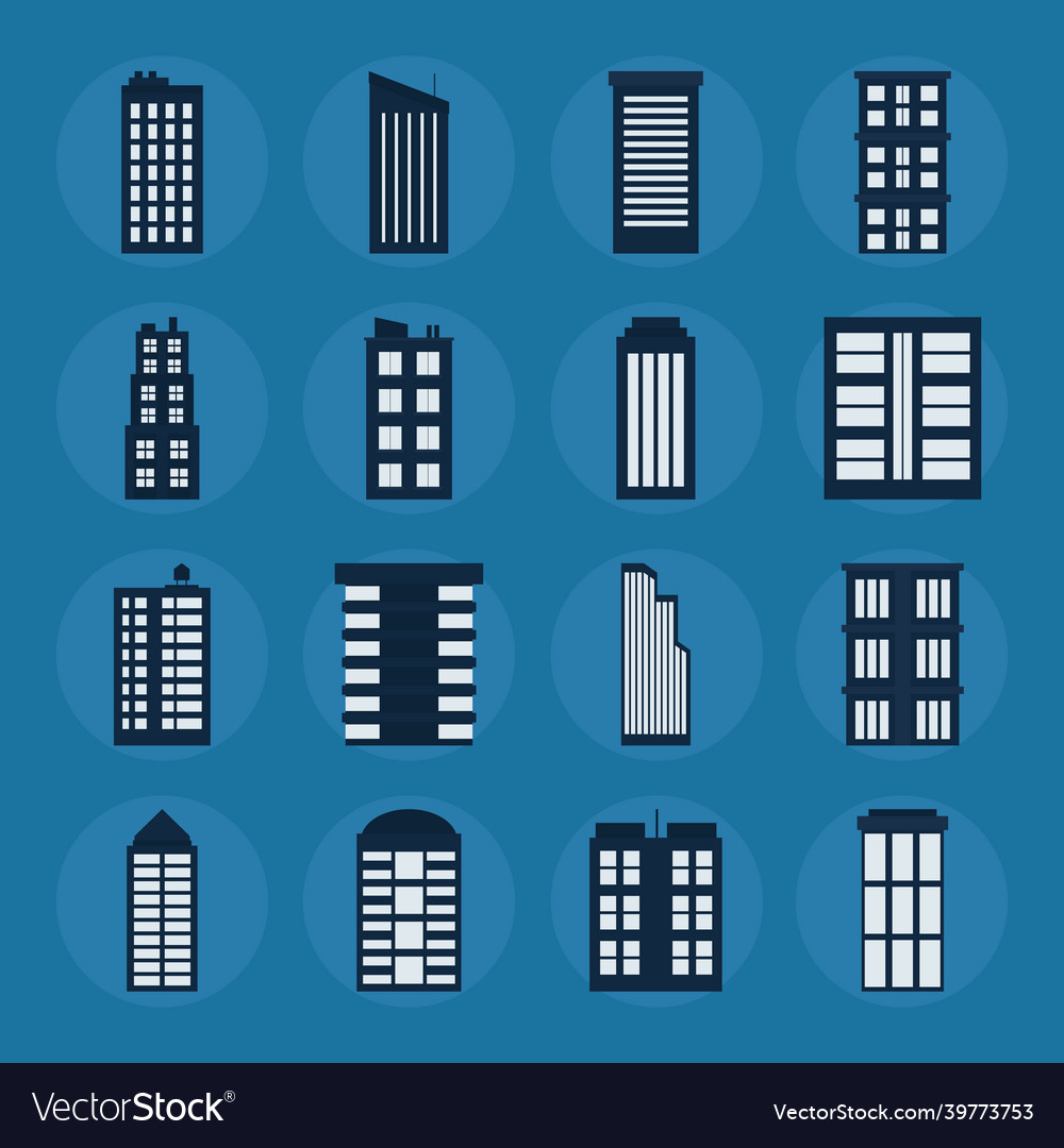 Set of city buildings Royalty Free Vector Image