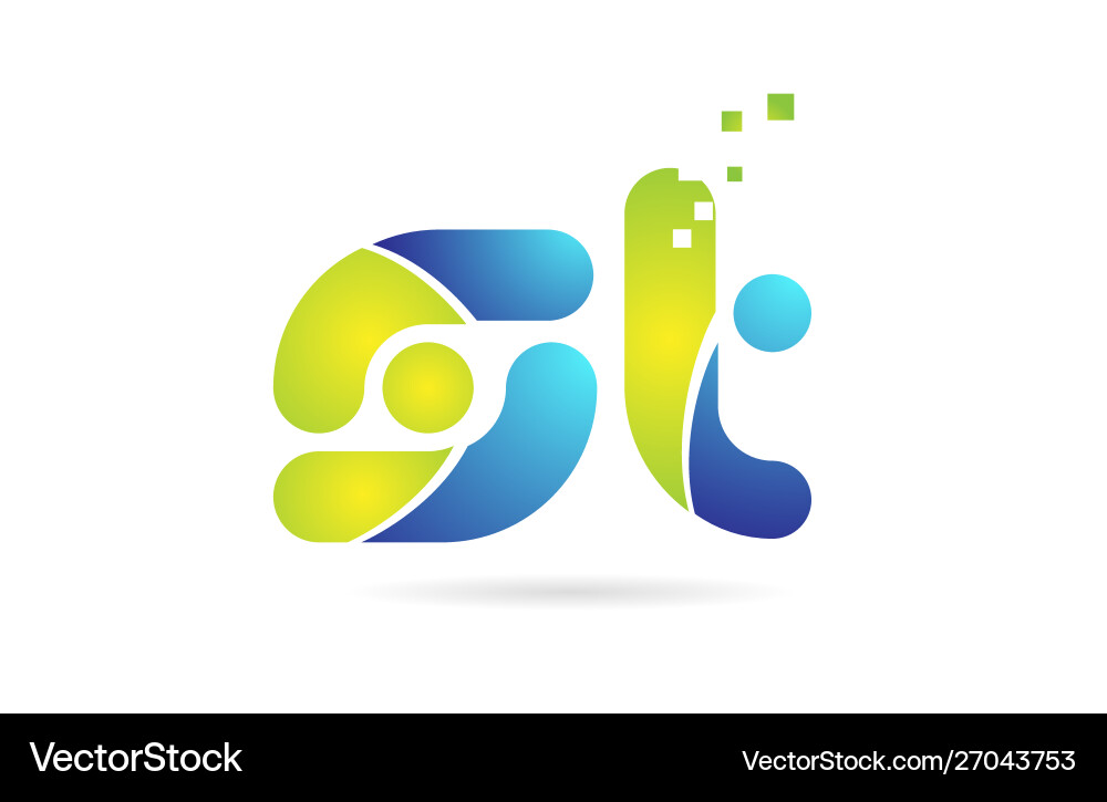 St s t blue green combination alphabet letter Vector Image