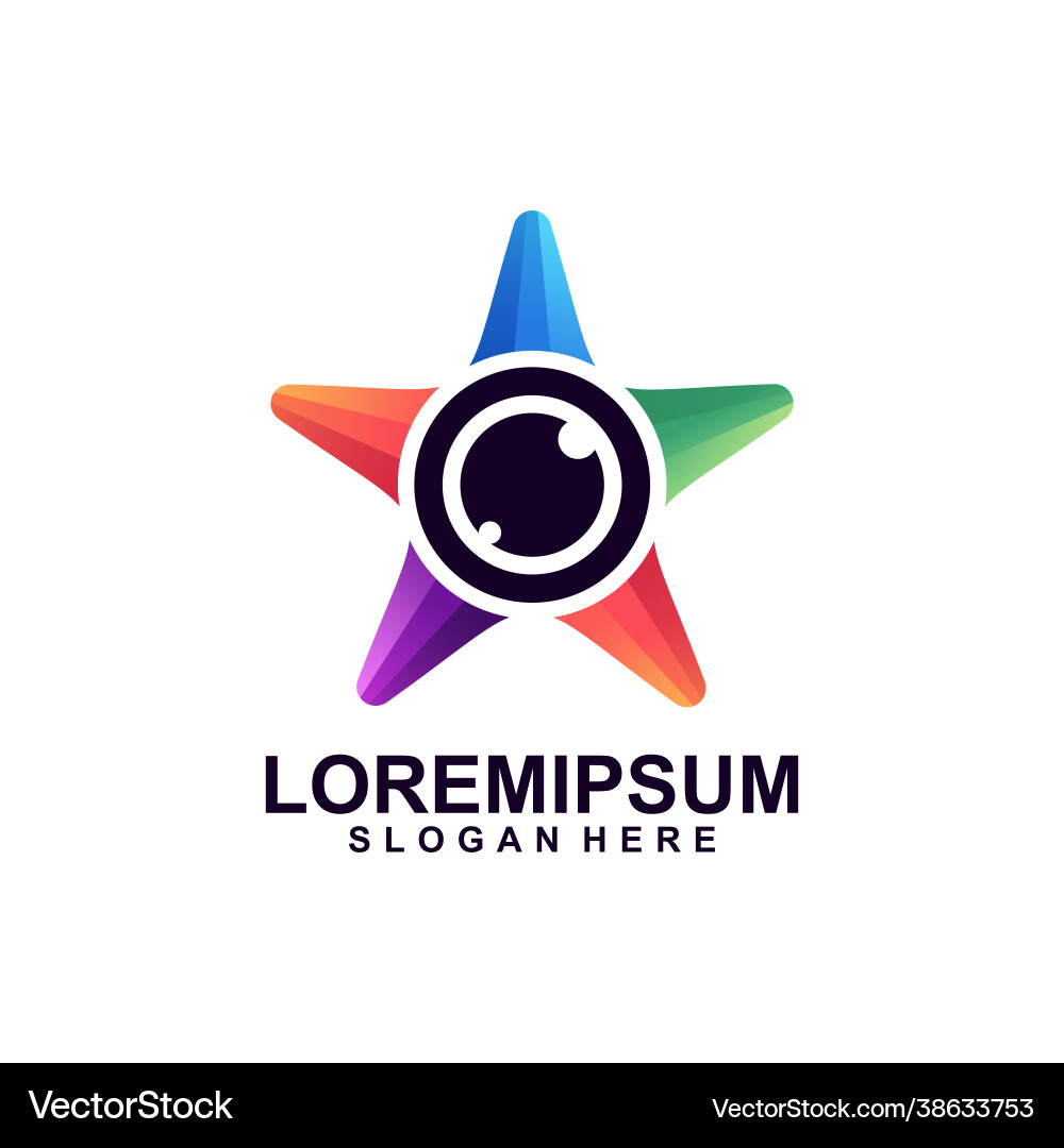 Star camera logo design with colorful Royalty Free Vector