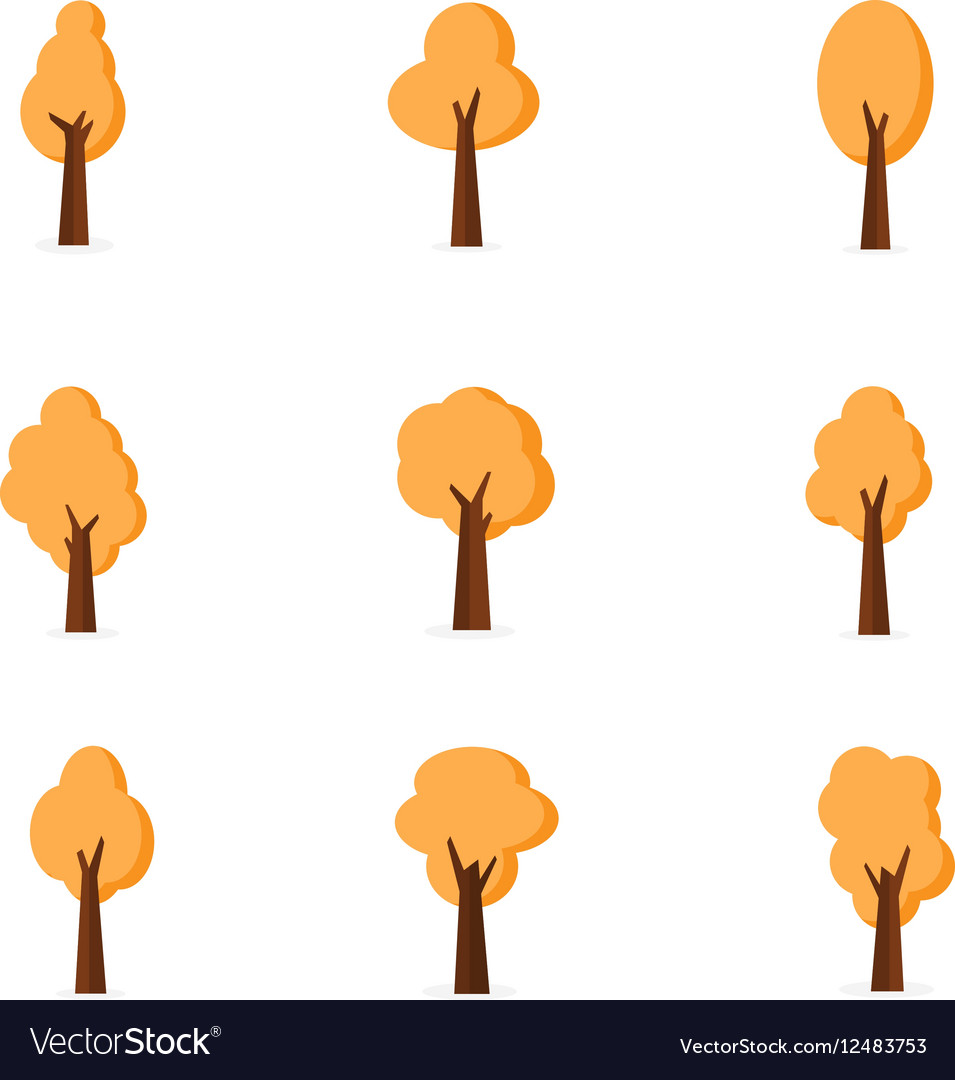 Various tree set of flat Royalty Free Vector Image