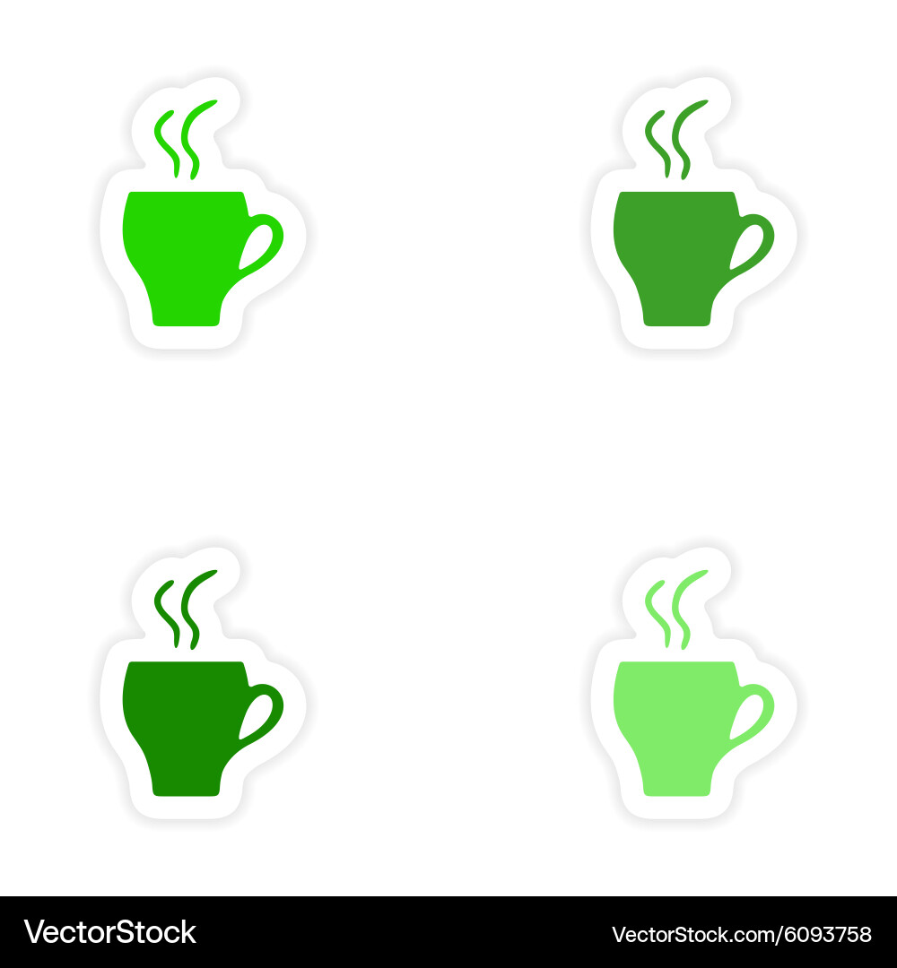 Assembly realistic sticker design on paper coffee Vector Image