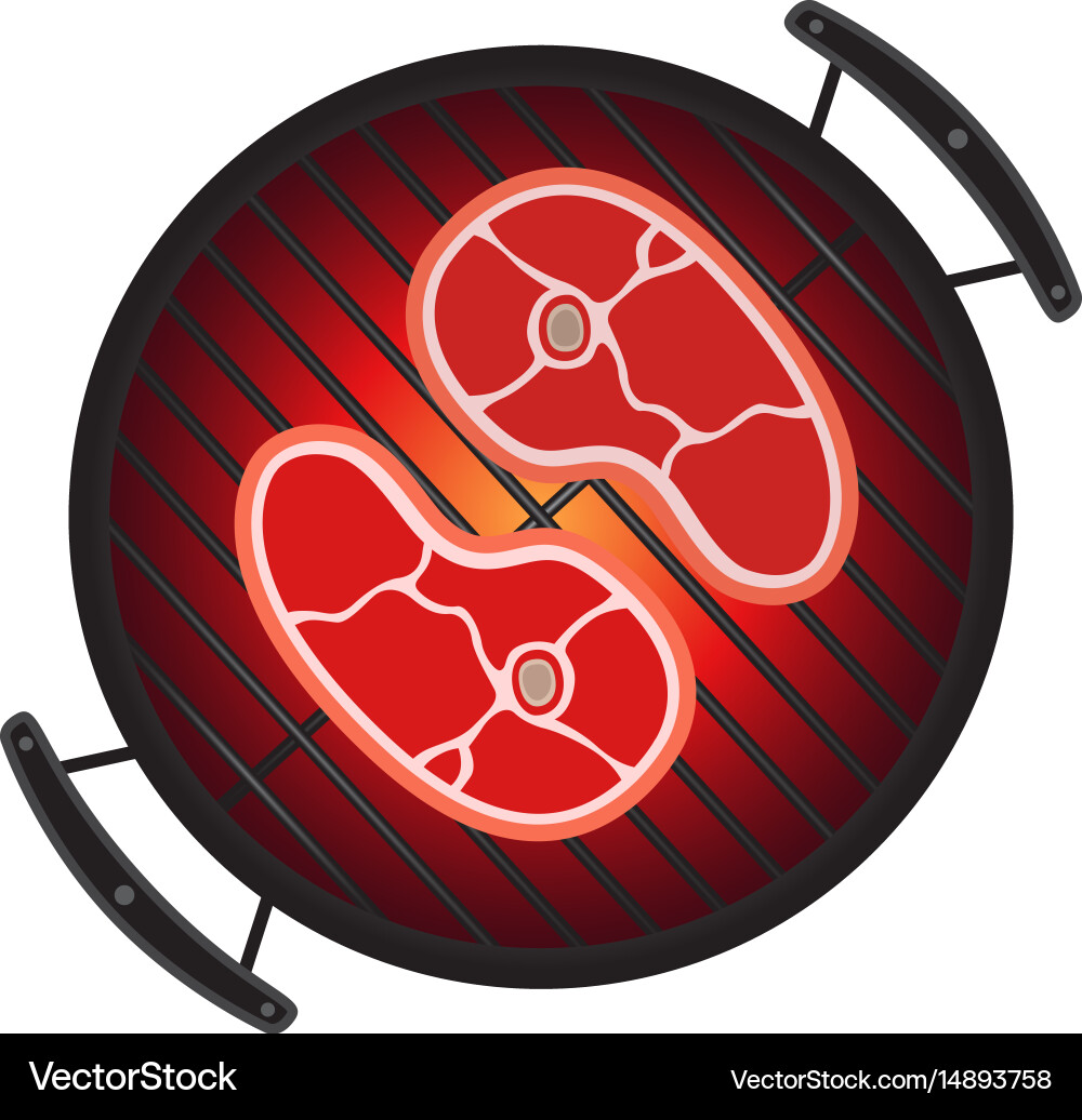 Barbecue grill fried meat pork Royalty Free Vector Image