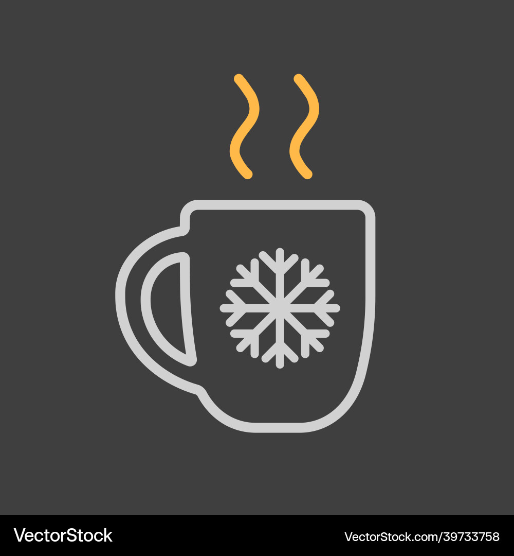 Christmas hot coffee in cup icon Royalty Free Vector Image