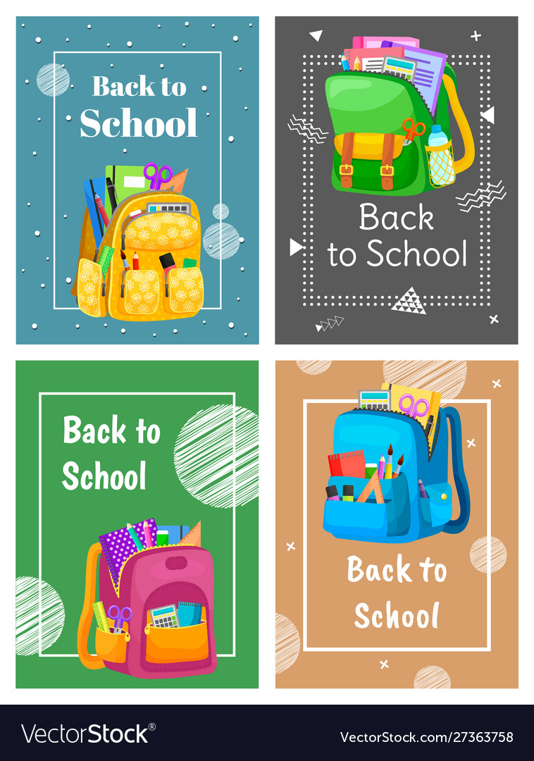 Colored school backpack back Royalty Free Vector Image