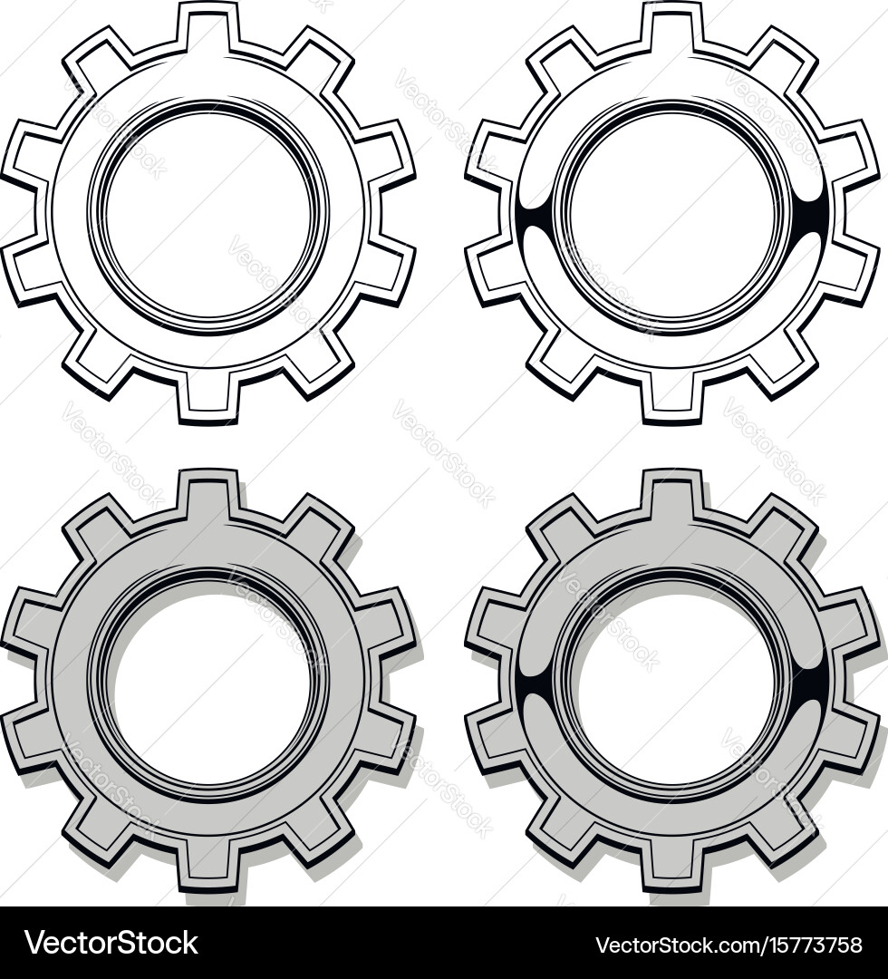 Graphic metal mechanical gear set Royalty Free Vector Image