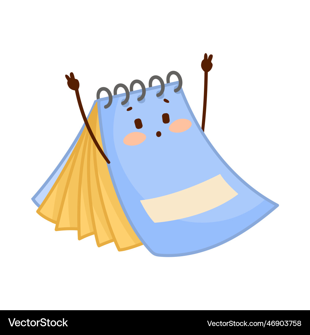 Happy notebook with victory signs Royalty Free Vector Image