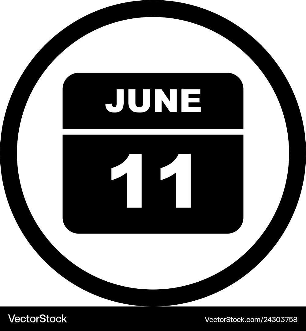 June 11th date on a single day calendar Royalty Free Vector