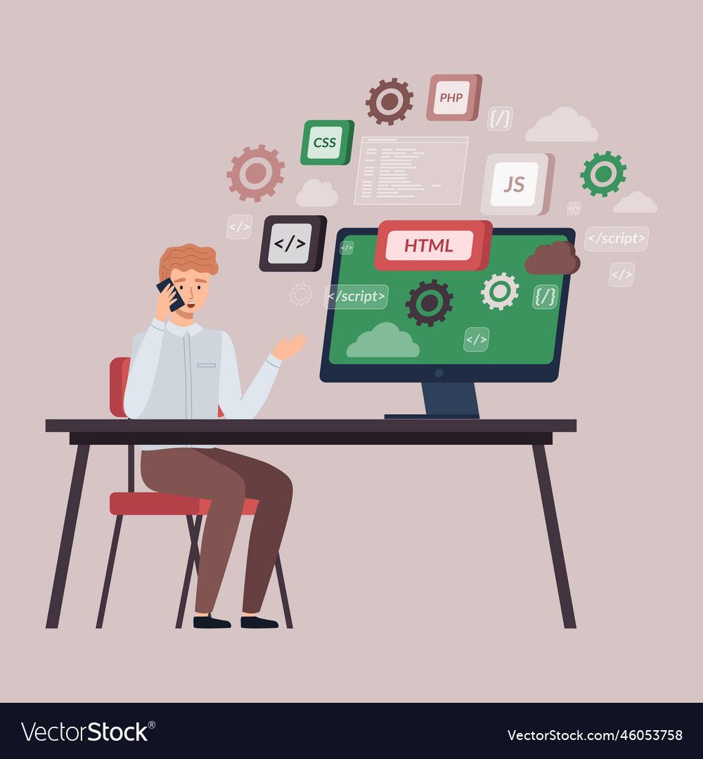 Programmer doing programming languages design Vector Image Programmer doing programming languages design Vector Image