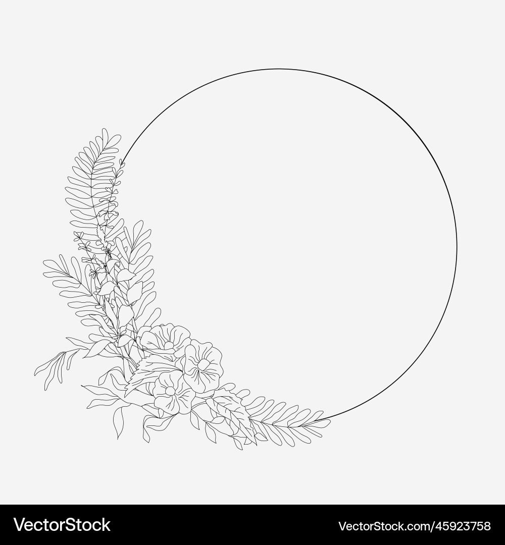Round frame made of beautiful branches Royalty Free Vector