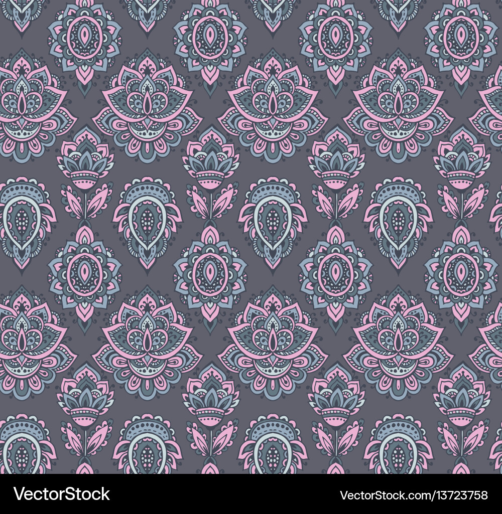 Seamless pattern with henna mehndi floral Vector Image