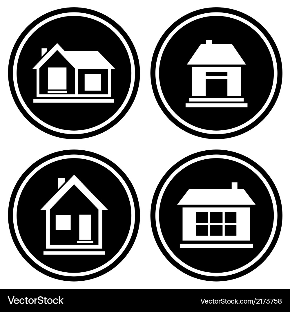 Set round icons with house Royalty Free Vector Image