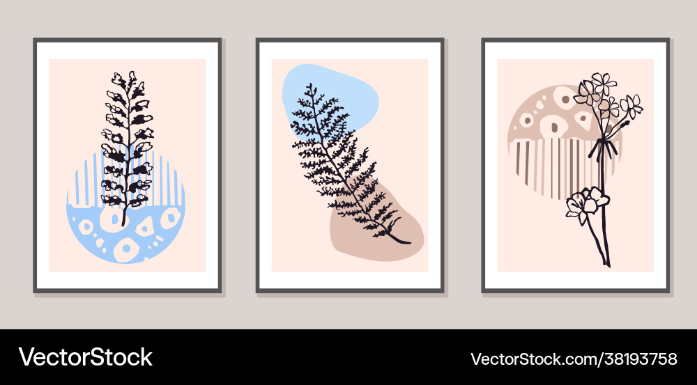 Set with collage modern poster with abstract Vector Image