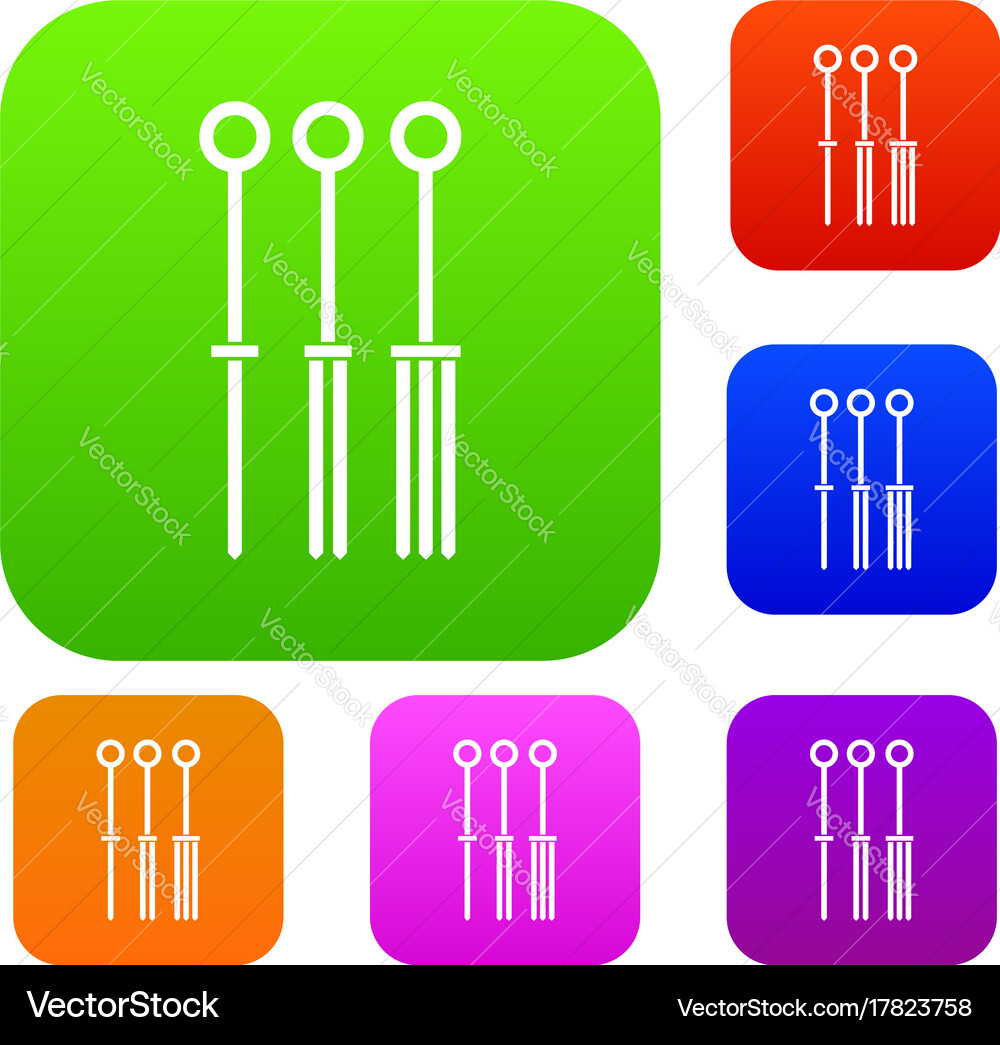 Tattoo needles set color collection Royalty Free Vector