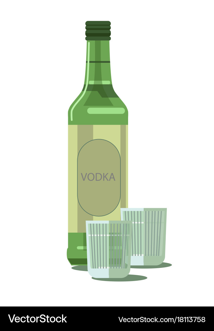 Vodka bottle and glasses isolated alcohol Vector Image