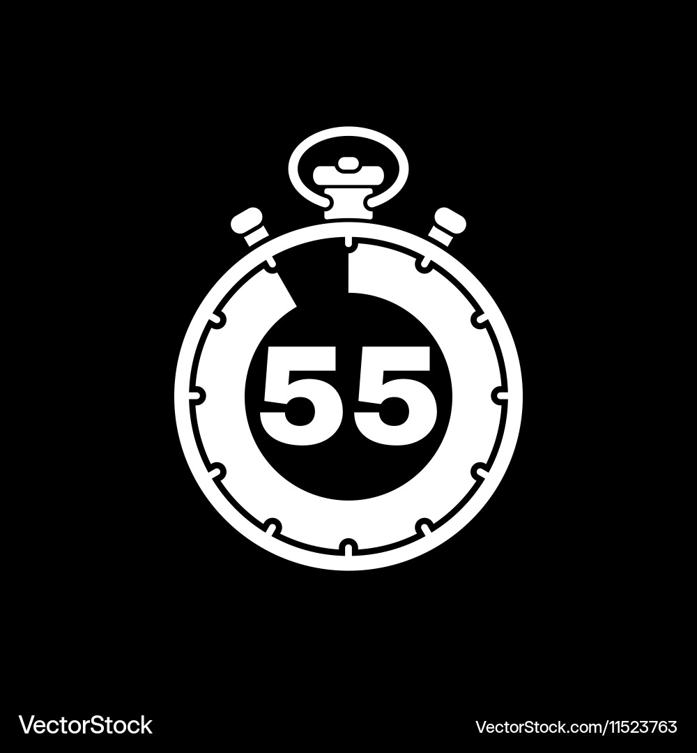 55 seconds minutes stopwatch icon clock Royalty Free Vector