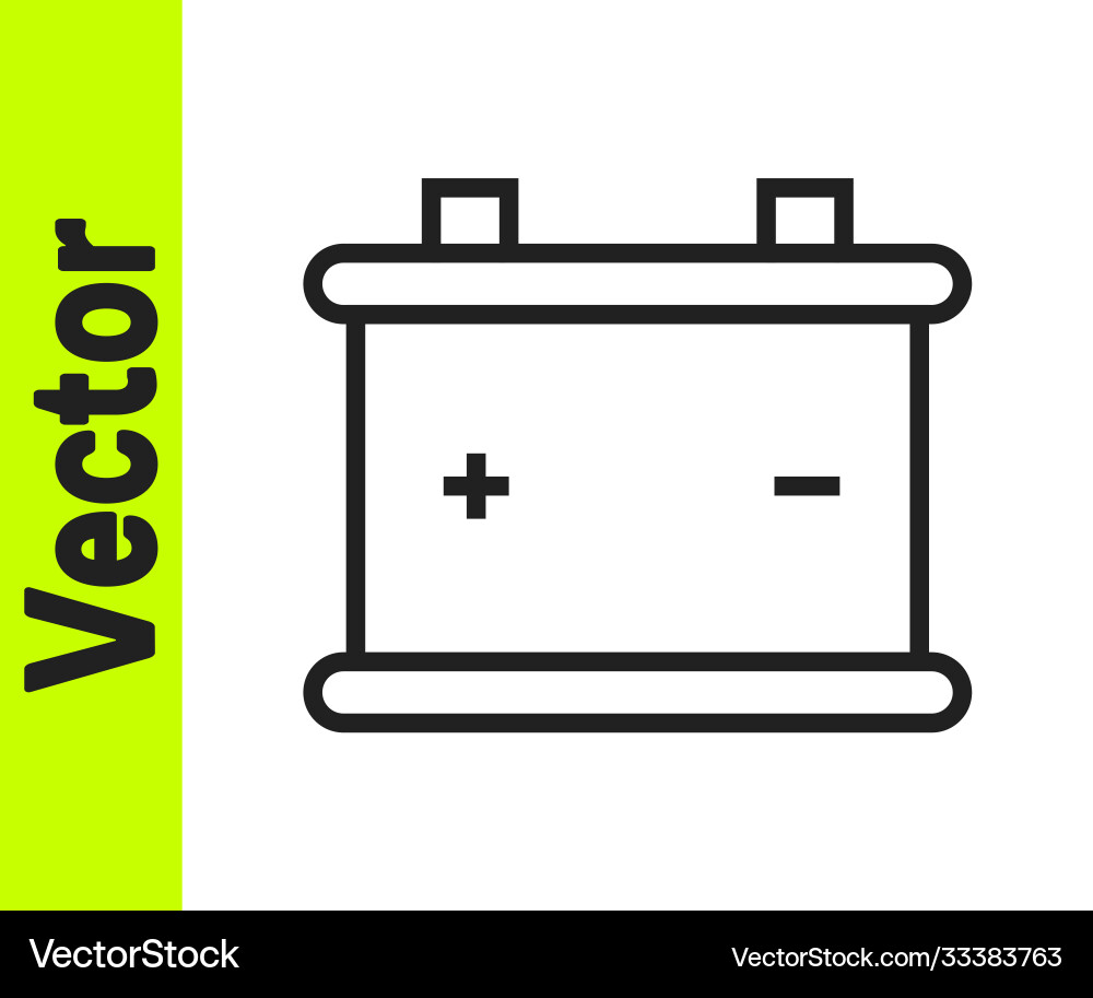 Black line car battery icon isolated on white Vector Image