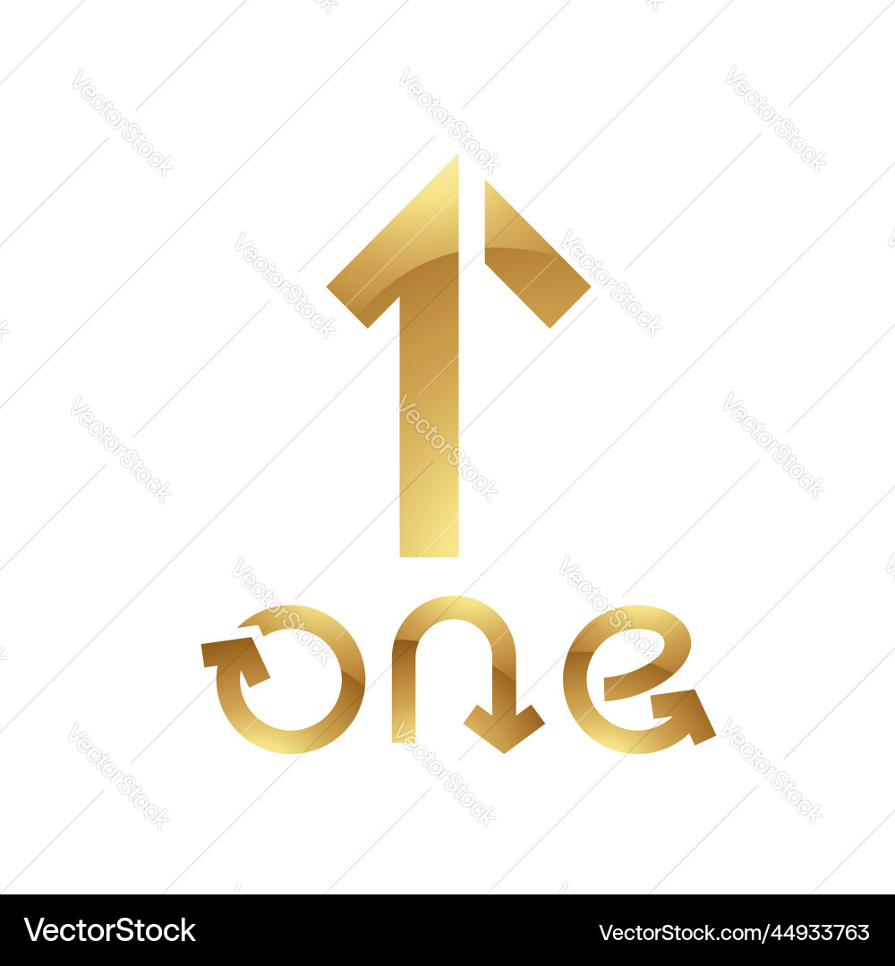 Golden symbol for number 1 on a white background Vector Image