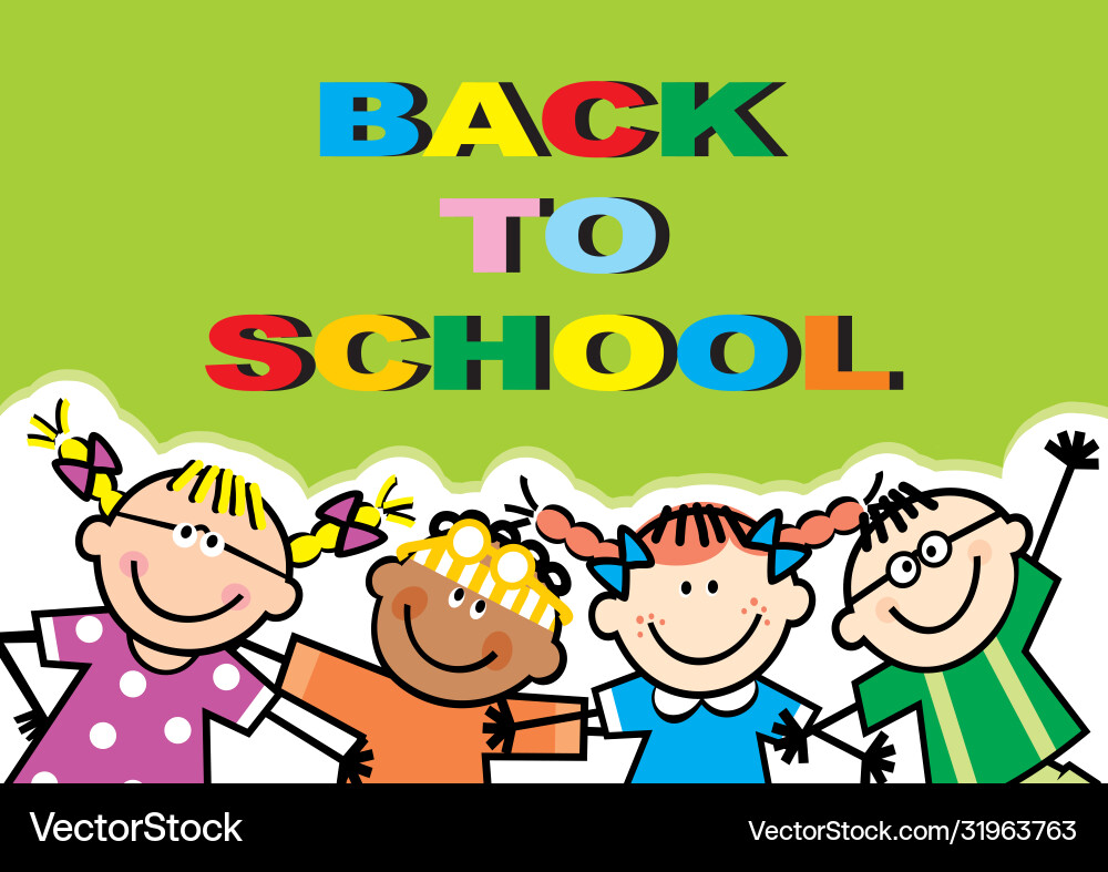 Happy kids on green background Royalty Free Vector Image