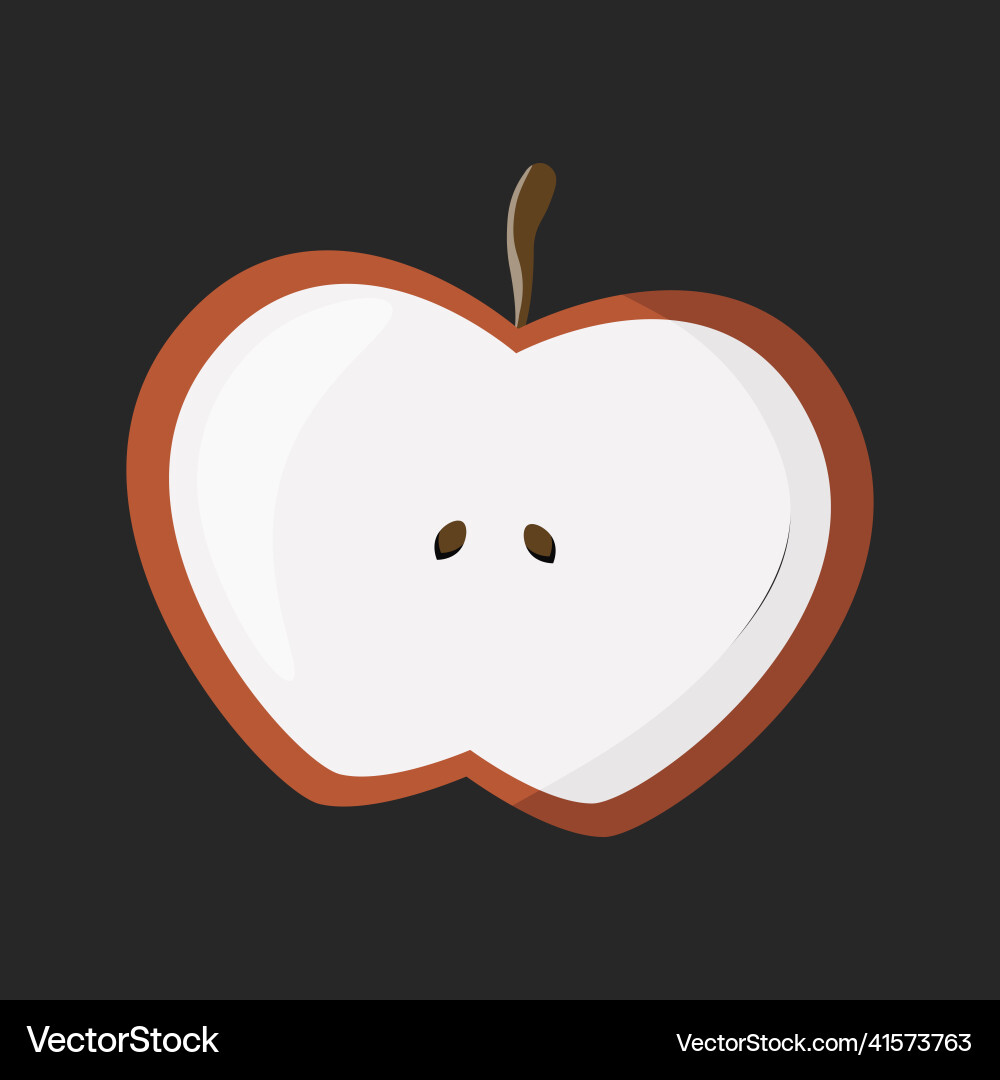 Image of half an apple in flat style Royalty Free Vector
