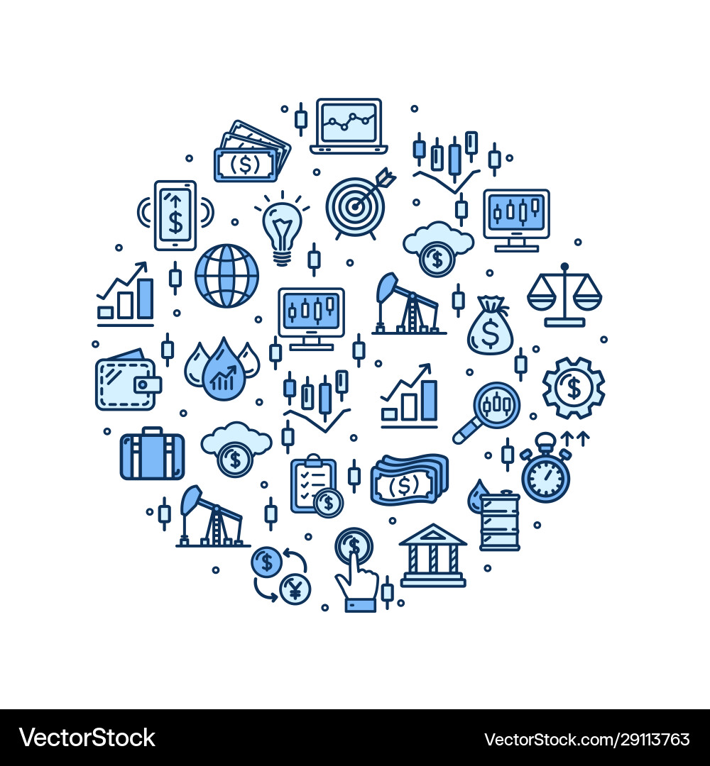 Investment signs round design template thin line Vector Image