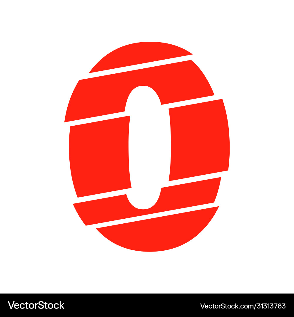 Modern red 0 number design numeral trendy flat Vector Image