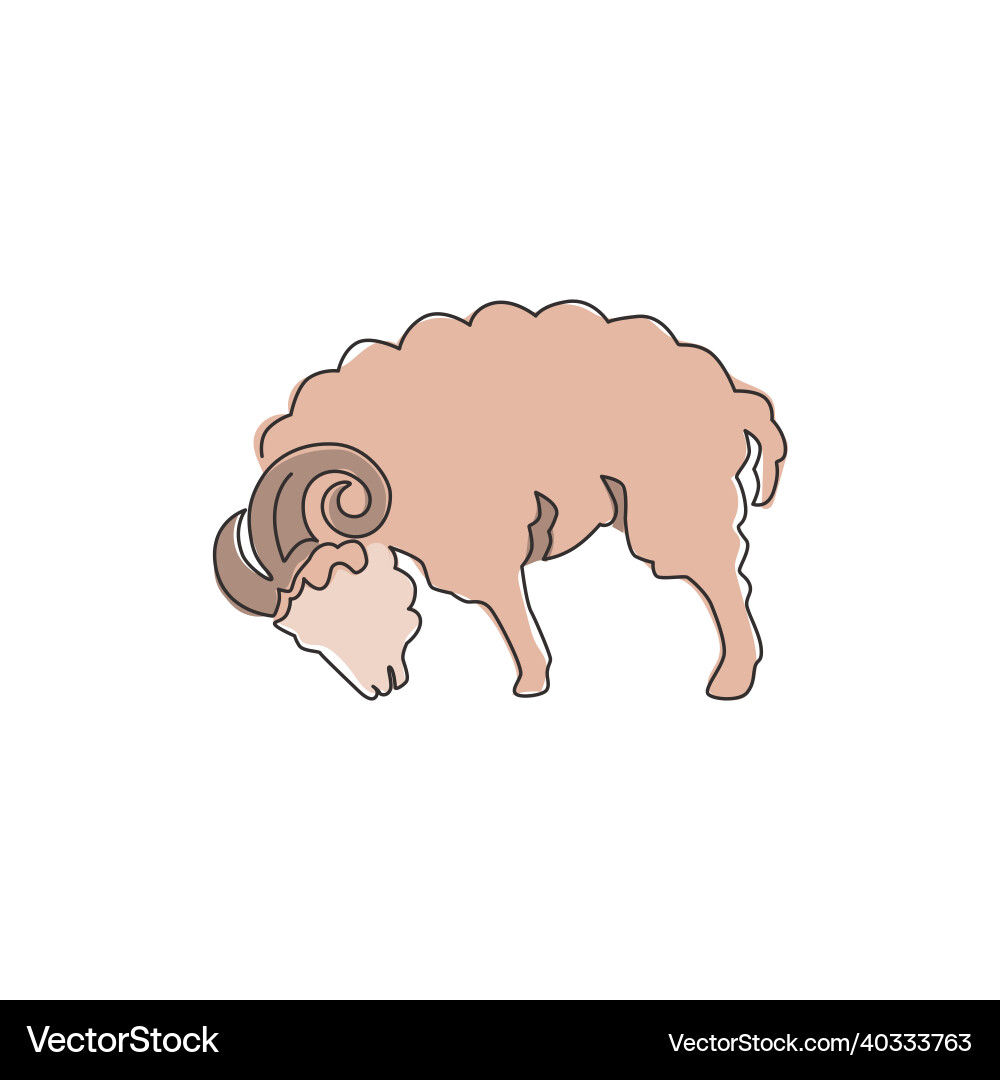 One continuous line drawing of cute sheep Vector Image