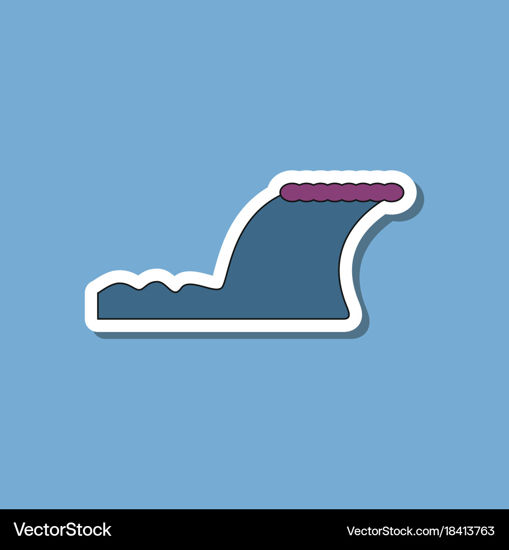 Paper sticker on stylish background tsunami Vector Image