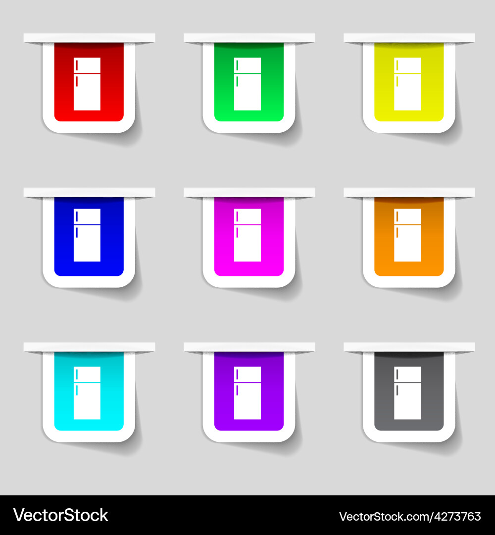 Refrigerator icon sign set of multicolored modern Vector Image