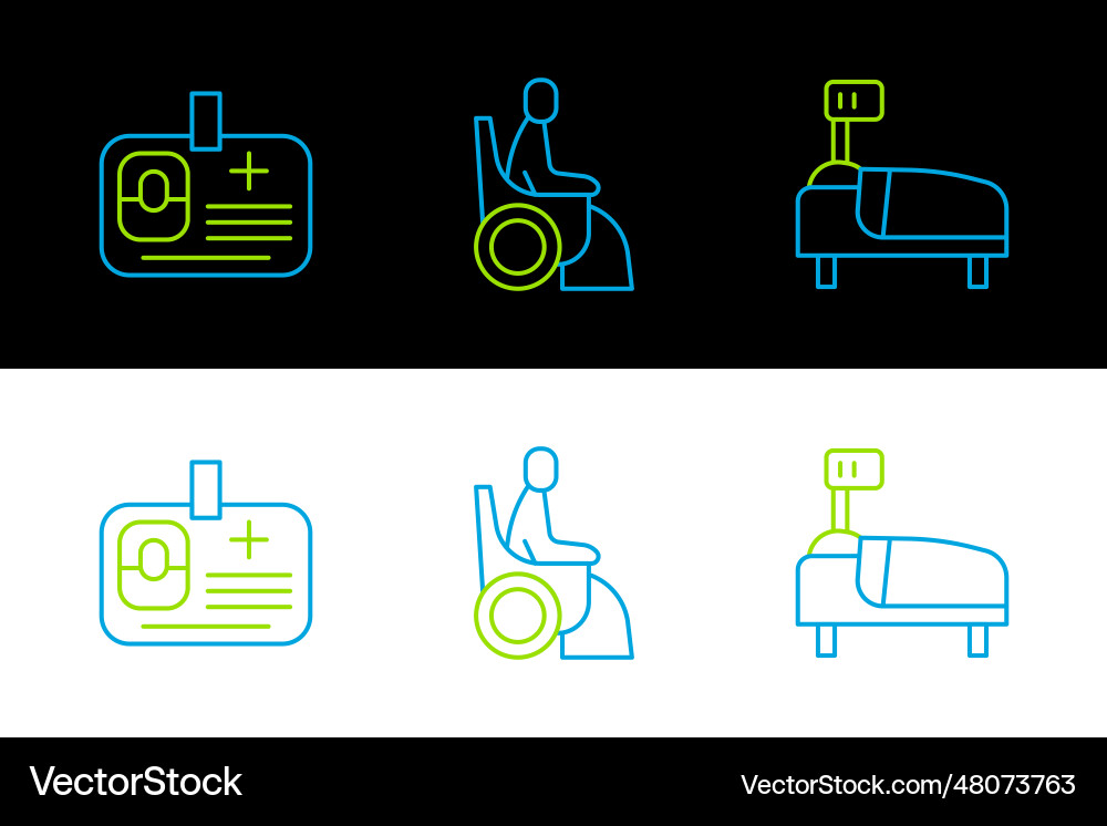 Set line hospital bed identification badge and Vector Image