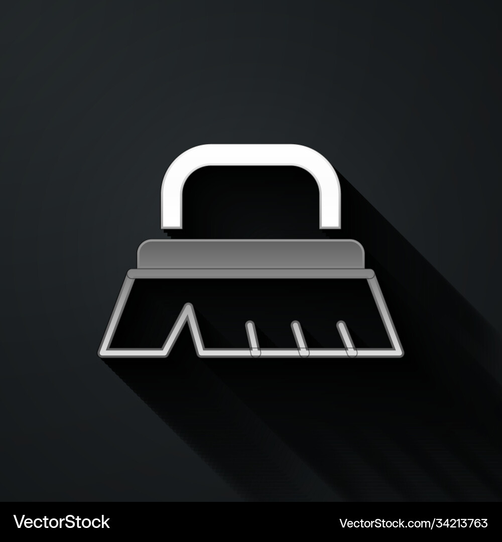 Silver brush for cleaning icon isolated on black Vector Image