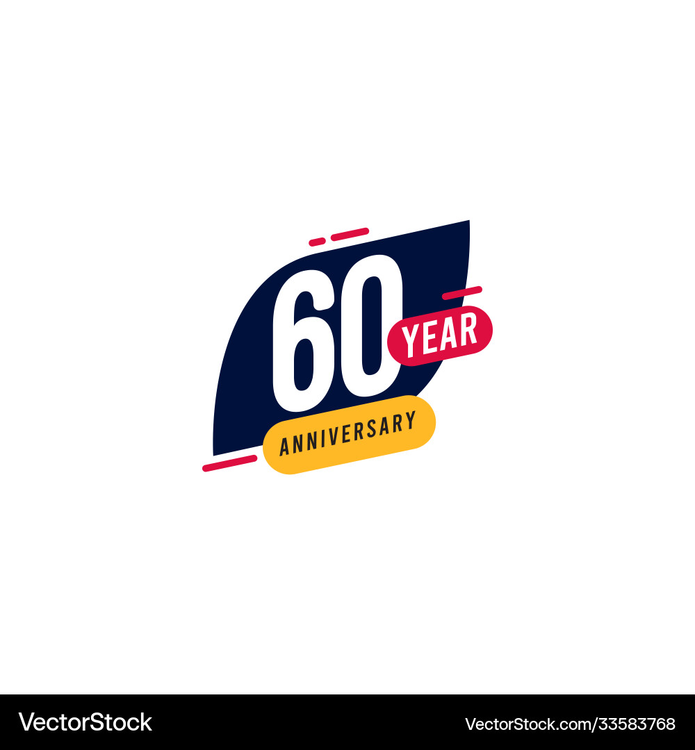 60 years anniversary blue yellow template design Vector Image