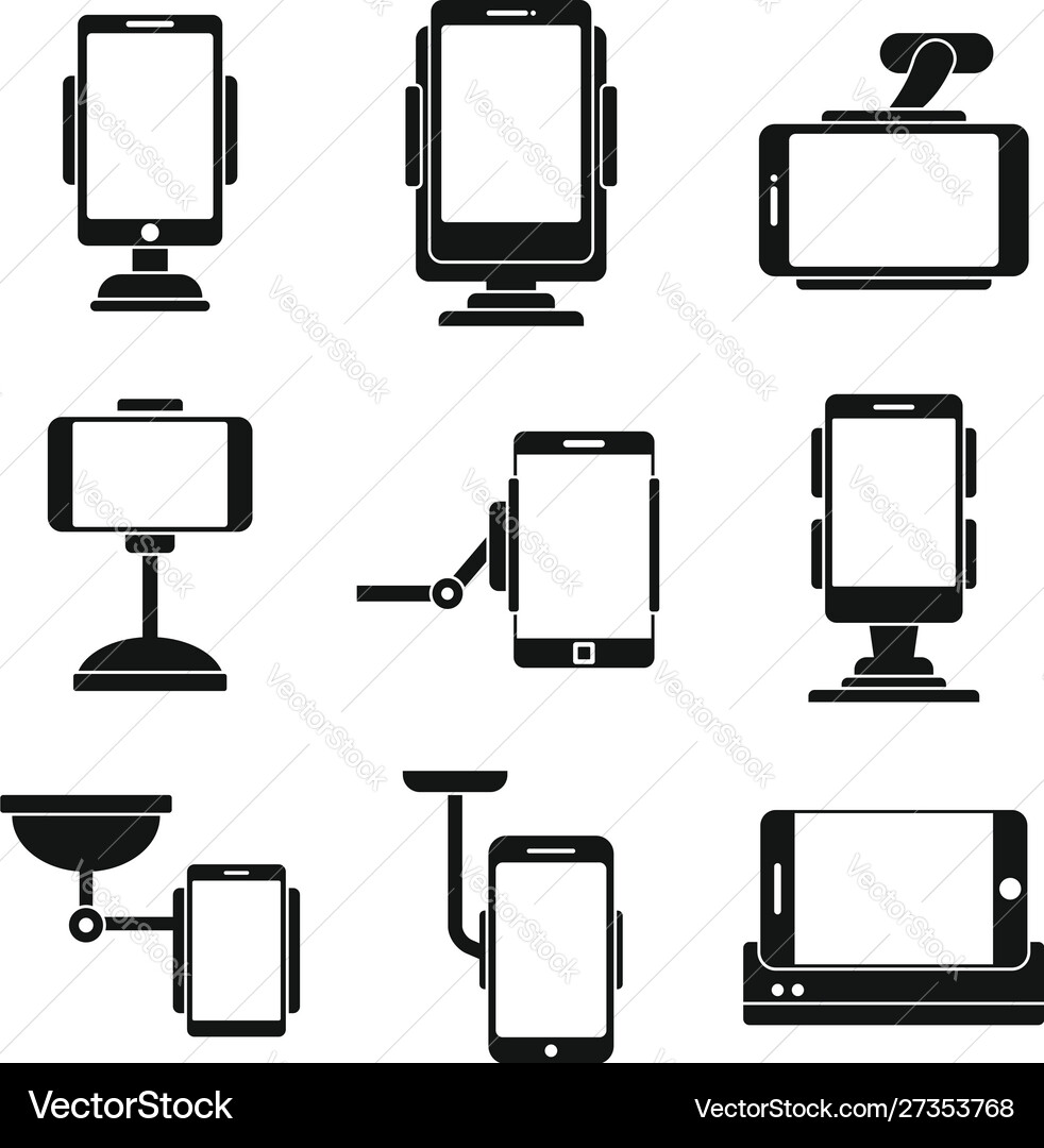 Car mobile holder icons set simple style Vector Image
