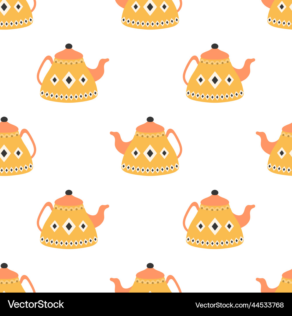 Cartoon seamless pattern of teapot Royalty Free Vector Image
