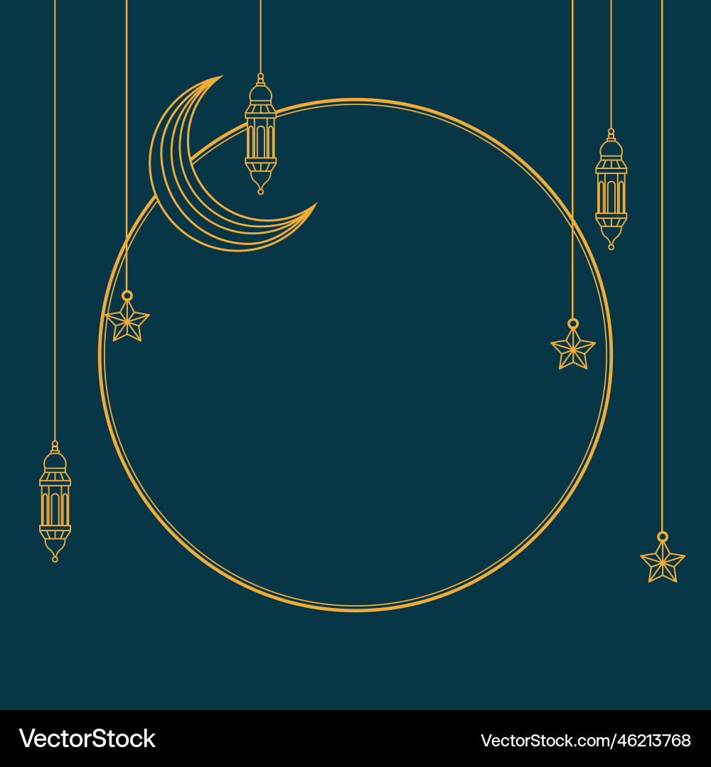 Crescent moon and lamps in frame Royalty Free Vector Image