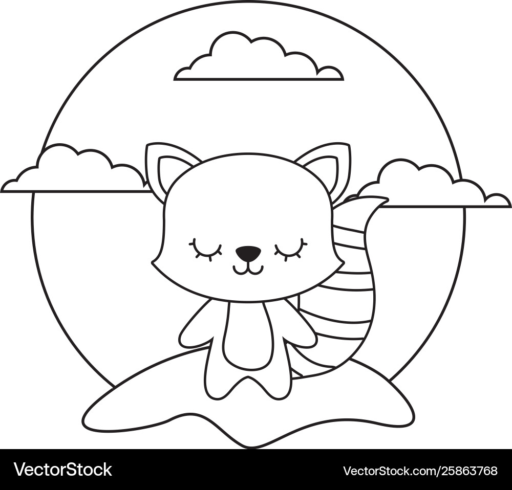 Cute cat animal in landscape Royalty Free Vector Image
