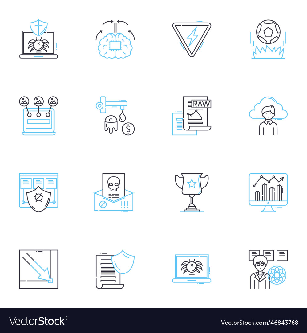 Data Mining Linear Icons Set Clustering Royalty Free Vector 